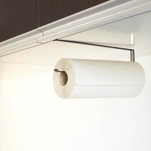 吊り戸棚に差し込むキッチン収納シリーズシンプル＆モダンスタイルのキッチン用品シリーズ『tower』。キッチンの吊り戸棚に差し込んで使用するキッチンペーパーホルダー。 目線の高さで使いやすく、キッチンスペースを有効に使えます。取付可能な吊り戸...