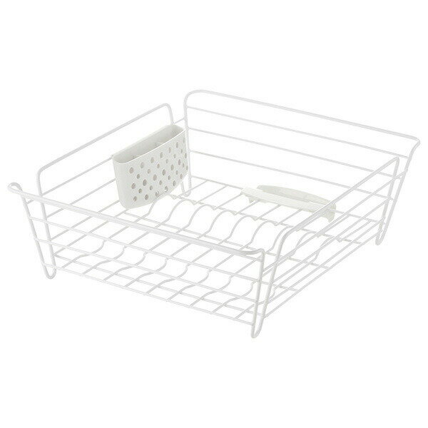 まな板や食器、キッチンツールの水切りに通気性の良いワイヤー水切りかごです。お茶碗、汁椀などの和食器や深皿もしっかり立てて水切りできます。箸やスプーンなどカトラリーを収納できる大きめの水切りポケット付き。水切りポケットは、取り付ける位置も使い...