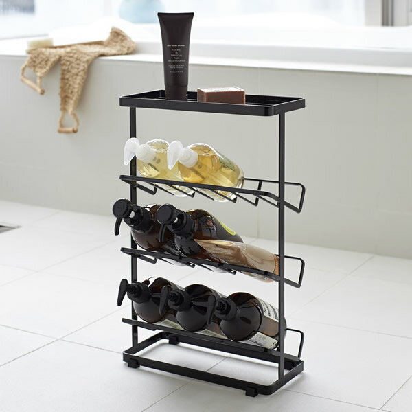 シャンプーボトルをたっぷり9本収納できます家族それぞれのボトルを仕分けて収納可能。 大容量のディスペンサーラック。省スペースで9本のシャンプーボトルやソープボトル、チューブ類を収納可能。3段を1段づつ、家族で仕分けて収納できます。お掃除ボト...