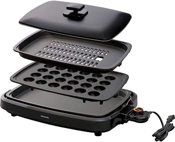【中古-非常に良い】アイリスオーヤマ ホットプレート 煙が出にくい 大型 焼肉プレート 平面プレート たこ焼きプレート 3枚 減煙 蓋付き ブラック APA-137-B当店取り扱いの中古品についてこちらの商品は中古品となっております。 付属...