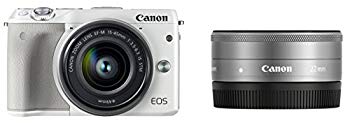 【状態　非常に良い】(中古品)Canon ミラーレス一眼カメラ EOS M3 ダブルレンズキット(ホワイト) EF-M15-45mm F3.5-6.3 IS STM EF-M22mm F2 STM 付属 EOSM3WH-WLK2【メーカー名...
