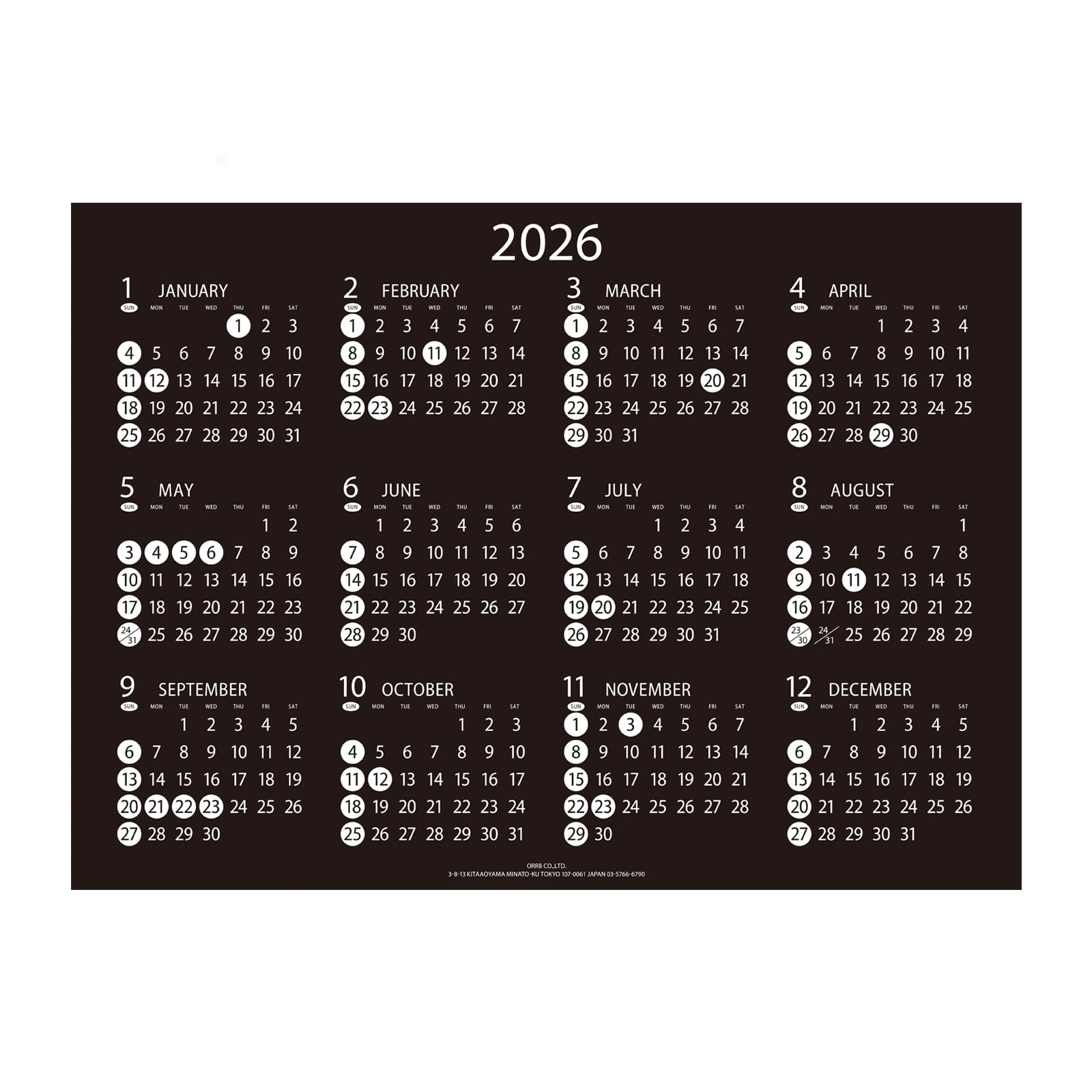 商品情報商品の説明暗闇の中でも光る蓄光プリント・カレンダー主な仕様 【サイズ】幅51.5x高さ37.2cmbr【掲載期間】2026年1月-12月日曜始まり