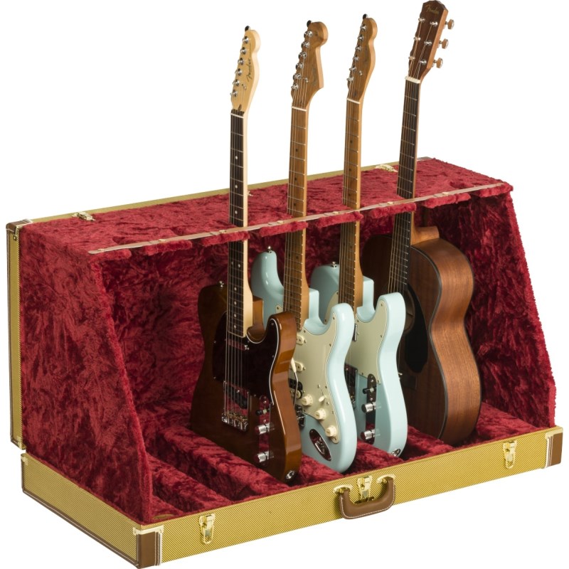 ■商品紹介Fender Instrument Case Standsは、複数本の楽器を保護、そしてディスプレイするのに便利なアクセサリーです。一見トラディショナルなルックスのケースは、組み立てると見栄えもラグジュリアスなギタースタンドに変身...