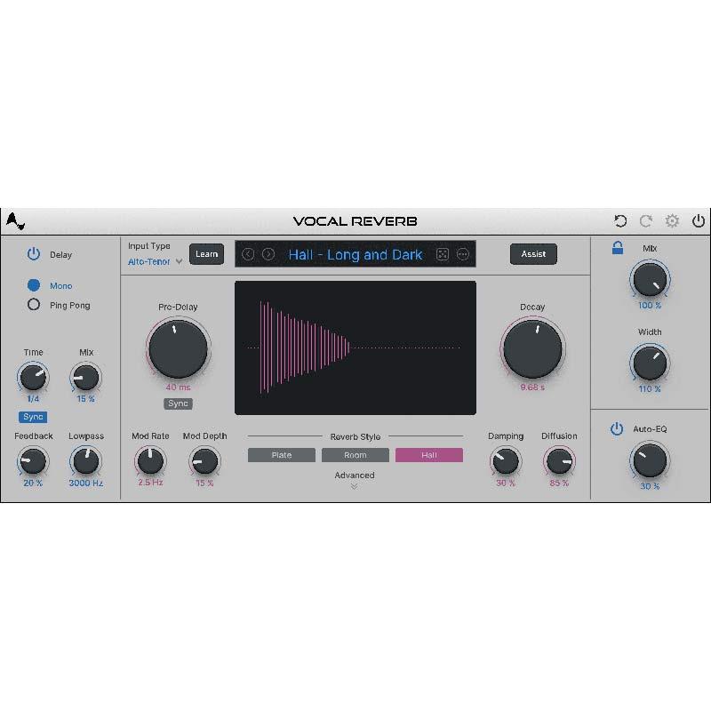 ■商品紹介画期的なボーカル専用リバーブ！プロ品質のボーカル制作を念頭に開発されたVocal Reverbは、録音したボーカルに空気感や奥行き、感情的な深みを加えるのに最適です。次世代技術と直感的な操作性を両立し、使った瞬間にその差を実感でき...