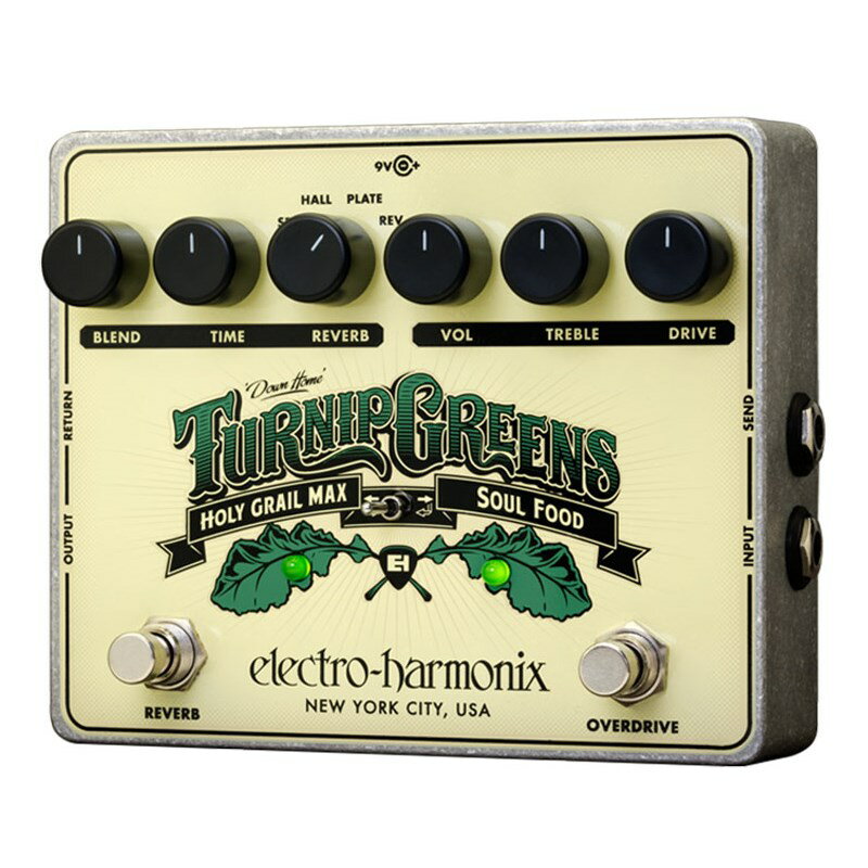 ■商品紹介Turnip Greensマルチエフェクトペダルは、2つの人気機種、透明感のあるOverdriveのSoul Food、きらびやかなHoly Grail Maxリバーブがひとつになっています。それらの優れた製品を単に一緒にしただけ...