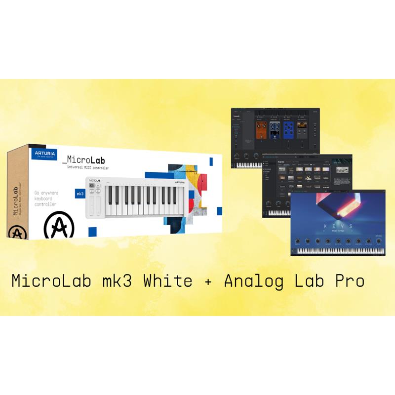 ■商品紹介MicroLab mk3にAnalog Lab Proを無償でバンドルした数量限定のお得なスペシャル・パッケージが登場！小型のMIDIコントローラーが欲しかったあなたも！Analog Lab Proが欲しかったあなたも！このバンド...