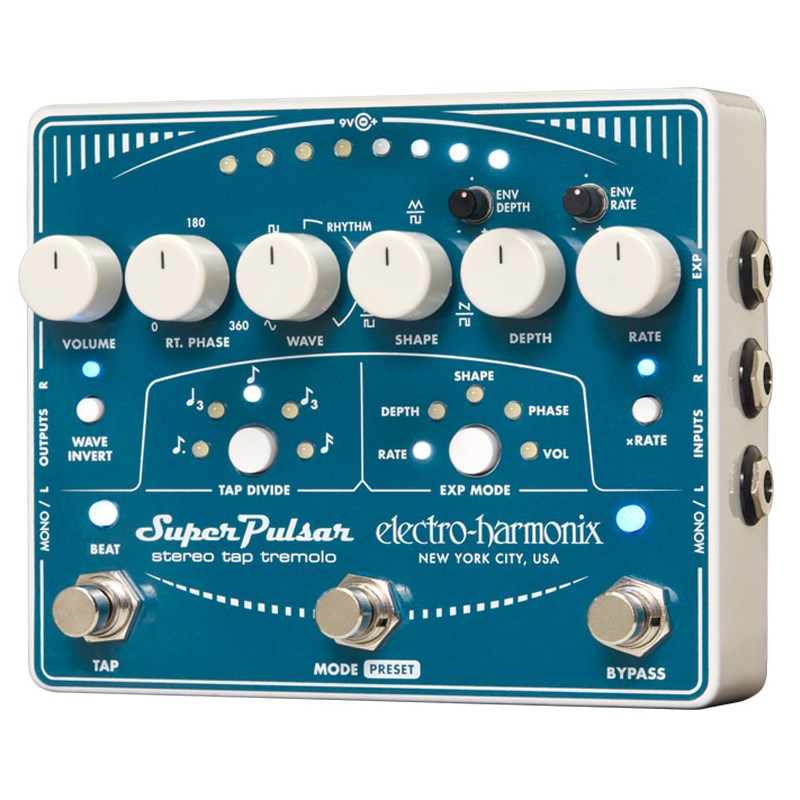 ■商品紹介Electro Harmonix Super PulsarSuper Pulsarは、パワフルなコントロールと信号経路を備えた真のスーパートレモロで、リアルなヴィンテージトレモロ〜効果音のような使い方まで、トレモロでできる全てが1...