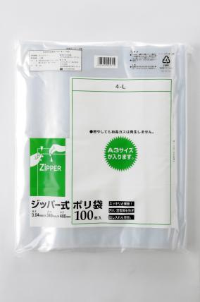 商品番号4L横×縦×厚さ(mm)340x480x0.041冊あたりの枚数100枚入り1箱あたりの冊数（合計枚数）10冊(袋)入り（1000枚/箱）材質低密度ポリエチレンメーカーシステムポリマー便利なチャック付き。選べる豊富なサイズ。A3サイ...