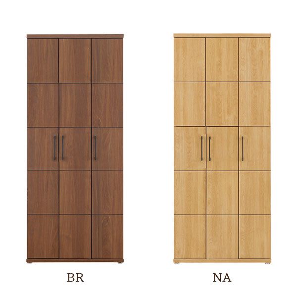 商品説明 サイズ(cm) W79×D38×H184.5 カラー NA BR 仕様 表面材/MDF(強化紙) アジャスター付 収納足数：約30足 送料 送料無料 ただし、北海道、沖縄、離島は追加料金がかかります。お気軽にお問合せ下さい。