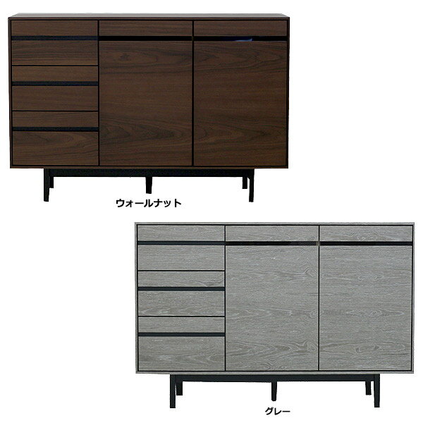 商品説明 サイズ(cm) W120×D30×H80 内寸(cm) 引出 W33×D23×H13 扉内 W76×D25.5×H59 カラー グレー/ウォールナット 仕 様 □材質 天然木突板 脚：アッシュ無垢(木脚ブラック) □仕様 内部に配...