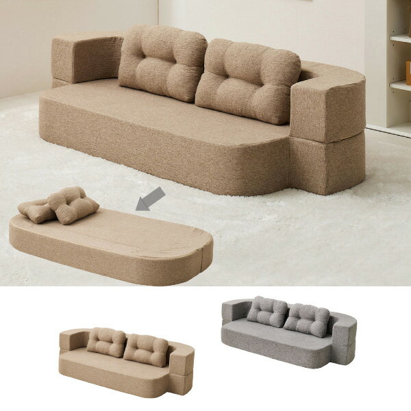 商品説明 サイズ(cm) 【本体】 ソファ時：(約)　幅170×奥行73×高さ40 座面高：20 ベッド時：(約)　幅170×奥行91×高さ20 【クッション】(約)50×30　（2個付） カラー BE GY 仕様 ■材質 【ソファ本体】 ...