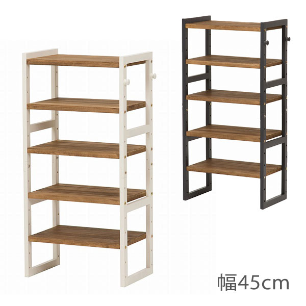 商品説明 サイズ(cm) 約W45(フック含む47)×D28×H92 カラー ダークグレー（NDG) ホワイトウォッシュ（NIV） 材質仕様 主材：天然木（パイン） ・フック2個付 ・可動棚:5枚(6cmピッチ) ・組立式 サンダルからブー...