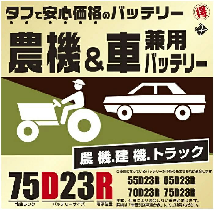 ◇農機・建機・トラック向きバッテリー！ ◇補水可能なキャップ式（埃でつまることなく、手入れしやすい凸キャップ） ◇インジケータ、収納取っ手付　※B19〜D31 ◇製品保証　12ヶ月または2万Km ※AM8:30分までにご注文を頂いた場合、当...