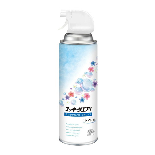 商品名 スッキーリエア！ トイレ用 さわやかなフローラルソープ 350mL 内容量 350mL 商品説明 ●パワー噴射で嫌なニオイをスピード消臭！さわやかな香りが広がり、スッキリとした快適なトイレ空間にします。●Wの消臭成分(イオン系消臭剤...