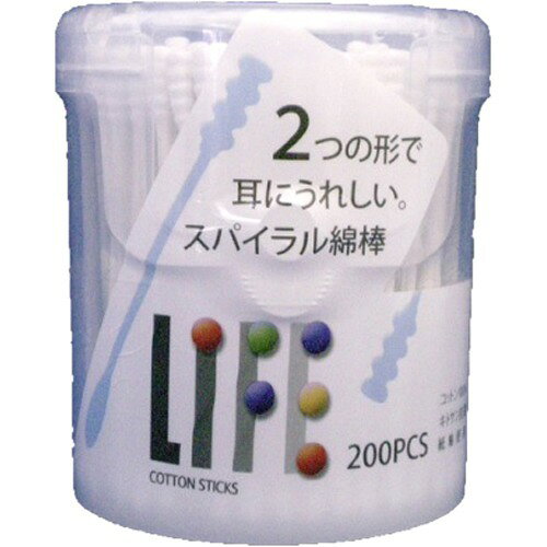 商品名 ライフ スパイラル綿棒円筒 200本入 商品詳細 200本入87*87*88※2タイプの綿球で耳ナットク 商品説明 ●スパイラル＆ノーマルタイプ その他 【使用上の注意】・耳または鼻の奥に入れすぎないように、綿球から1.5cmの部分...