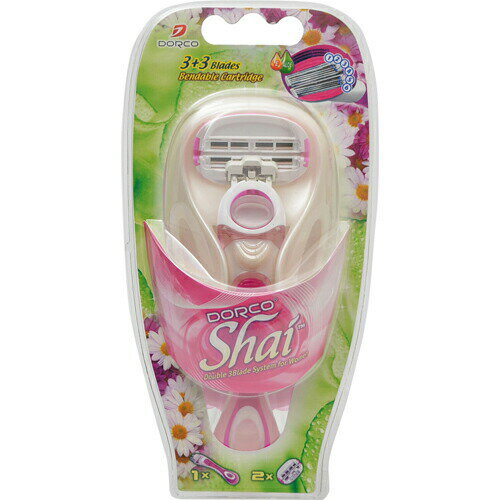 商品名 ドルコ Shai 6枚刃 女性用替刃式カミソリ 本体+替刃2コ付 1本入 商品詳細 内容量：ホルダー(3+3枚刃女性用カミソリ)+本体+替刃1個入※二段式の3枚刃カミソリと替刃1個付きの女性用シェーバーホルダーです。 商品説明 「ド...