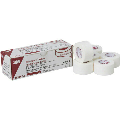 商品名 3M トランスポア ホワイト サージカルテープ スモール パック 25mm×9.1m 6巻入 商品詳細 内容量：6巻サイズ：25mm幅×9.1m※織布なのに簡単に手できれいに切れる皮膚も蒸れにくいテープです。 商品説明 「3M トラ...