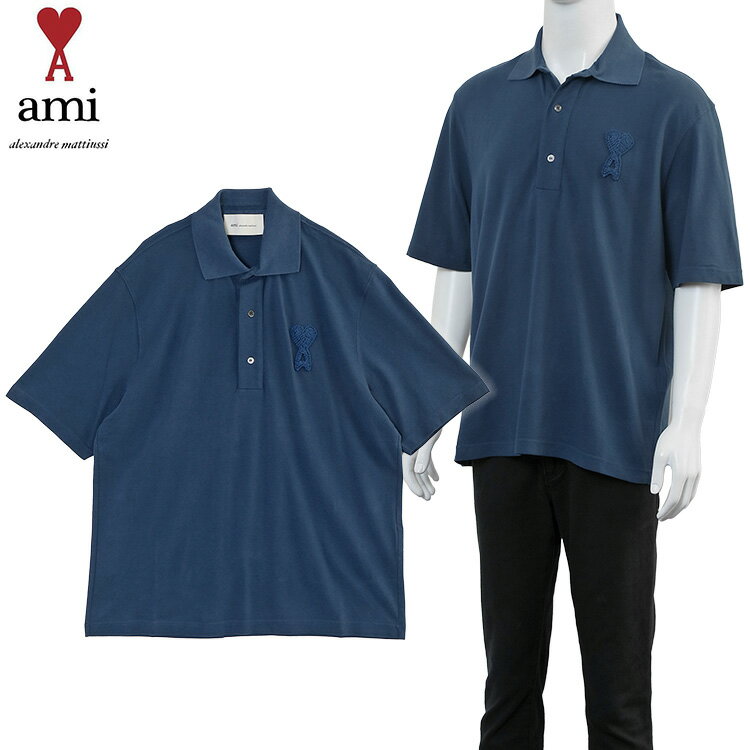 ブランドアミ AMI Paris 商品番号UPL428.JE0221 素材コットン100% カラーA021 仕様男女兼用、シャツカラー、ショートスリーブ、ボクシーフィット、同色系のAmi de Coeur クロシェパッチ、プラケットにAmi...