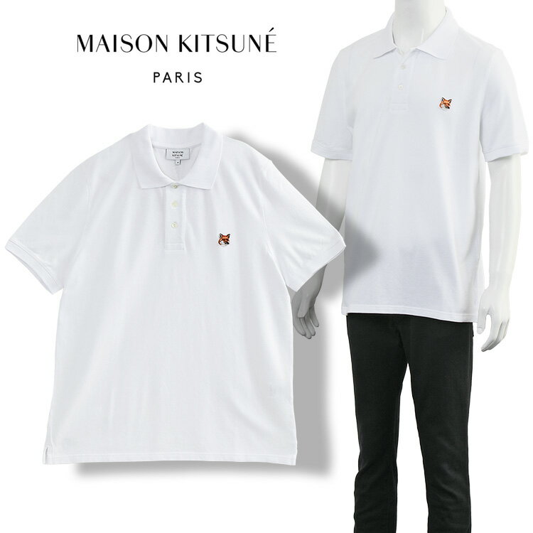 新品MAISONKITSUNEユニセックス白ポロシャツXS 新品MAISONKITSUNEユニセックス白ポロシャツXS