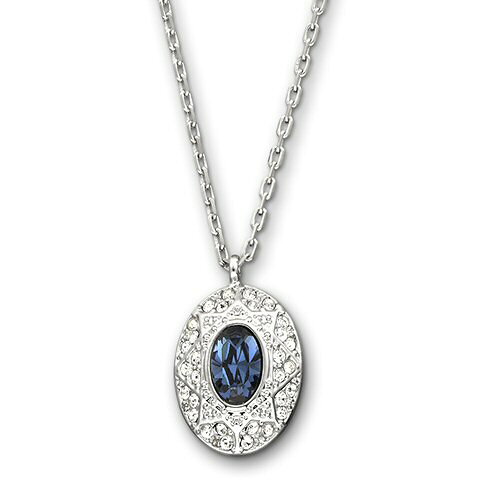スワロフスキー　Swarovski◆Sophisticated Montana　ネックレス　1156273は、ユニークなデザインのネックレスです。 中央に大きなモンタナクリスタルを飾り、ファセットを施したメタルにクリアクリスタルのパヴェをあ...