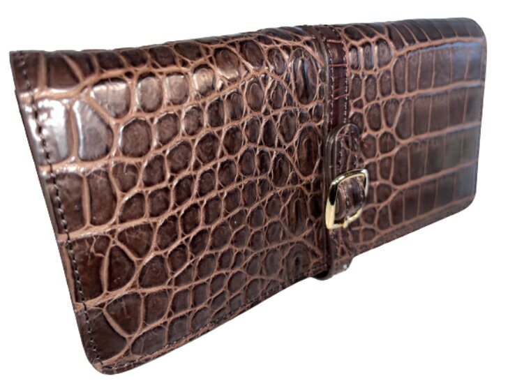 長財布 ベロ付きカブセ型 クロコダイル本革 GUODI グォディ LD-0021BR クロコダイル クロコ わに革 ワニ革 鰐革 本革 レザー 財布 サイフ さいふ 長財布 長札 レディース メンズ ユニセックス 男女兼用 ☆高級皮革クロコ...