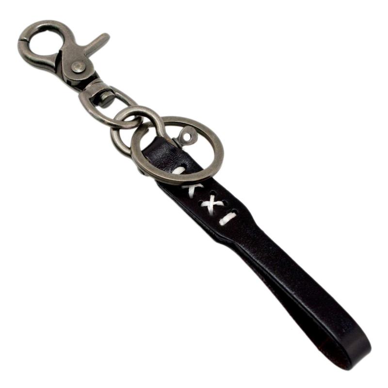 【REAL LEATHER】ビンテージ レザー キーホルダー シンプル ストラップ ハンドメイド バイカー 牛革 ;AMKH-052-サイズ(約)　：　全長：最長約170mm　最大幅35mm素　材　：　牛革、金具、他　アンティーク加工　天然...