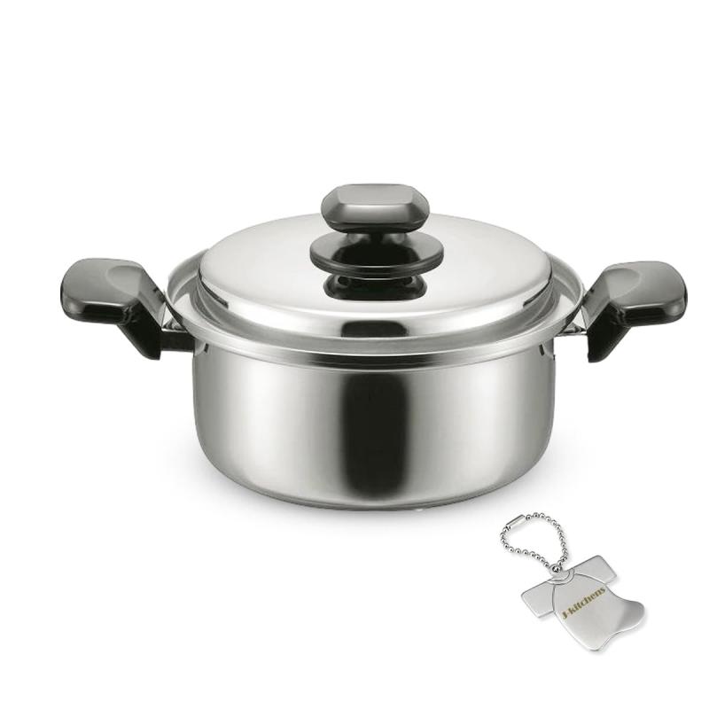 J-kitchens 両手鍋 ウォーター ヘルシー 機能付き 20cm ガス IH対応 日本製 オリジナルタグ付素材／本体：ステンレス鋼・底の厚さ0.8mm、蓋：ステンレス鋼、取っ手・つまみ：フェノール樹脂経済的なウォーターシール効果鍋の特...