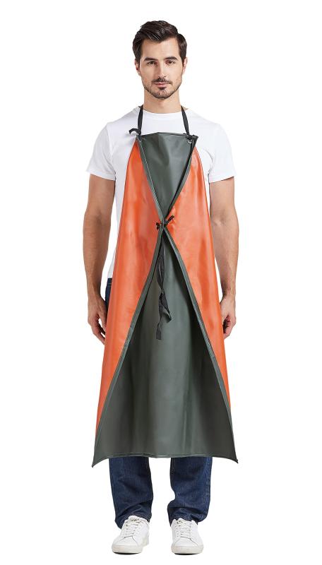 [Nanxson] 防水エプロン PVCエプロン 防油 防汚 前掛け ロング 厨房 ワークウェア ワーク服 メンズ 男 ロング 作業服素材：プラスチックポリエステル；ブラックとレッドの組み合わせおしゃれ；高品質な素材で出来上がり、冬になって...