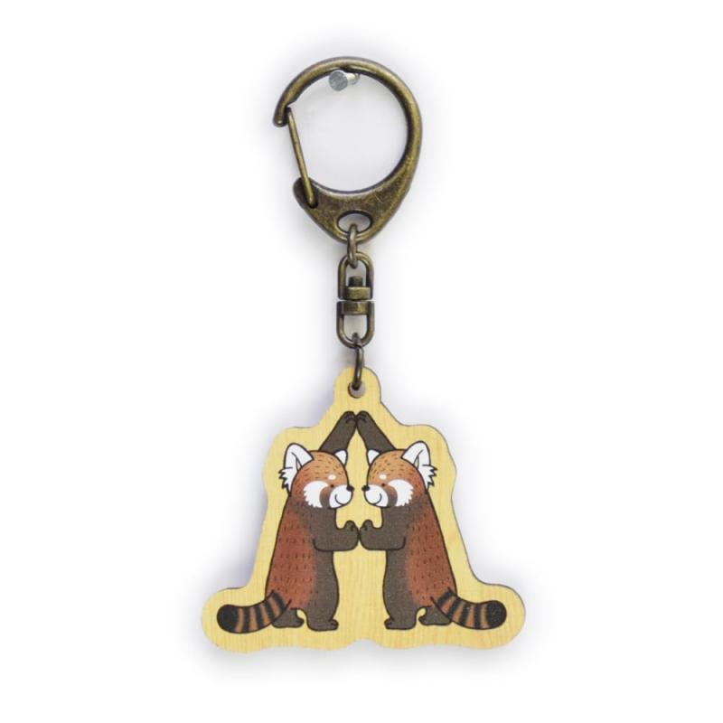 [クラゲアンドコー] レッサーパンダイニシャル 木製キーホルダー素材：MDF、金属厚さ：4mm木目：プリント