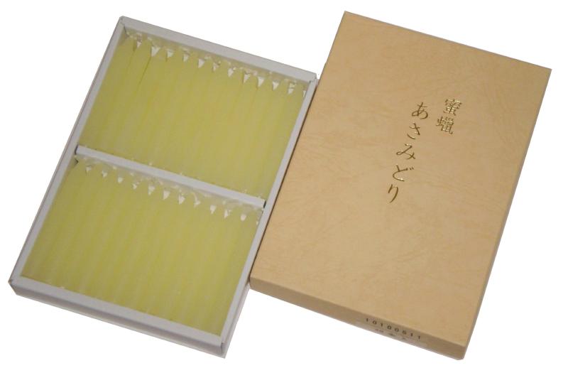 鳥居のローソク 蜜蝋 あさみどり 太ダルマ48本入 印刷箱 #100511