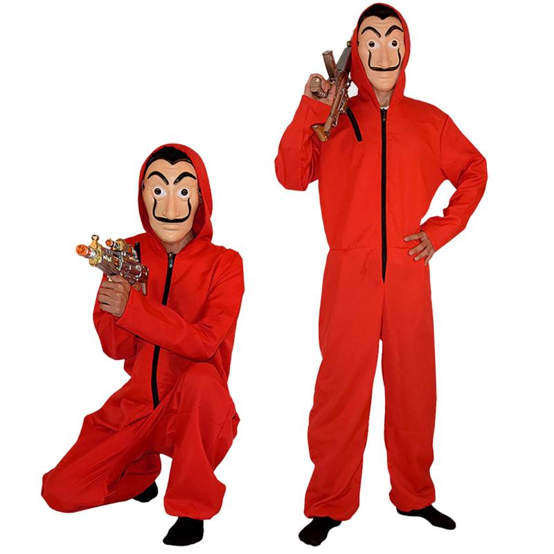 [Dtekeac] ペーパーハウス コスプレ マスク付 つなぎ服 ハロウィン 仮装 身長120～180cm 大人と子供兼用/男女共用 ハロウィン イベント コスチューム 舞台演出服 学園祭 文化祭 クリスマス仮装 大人気のペーパーハウスのコ...