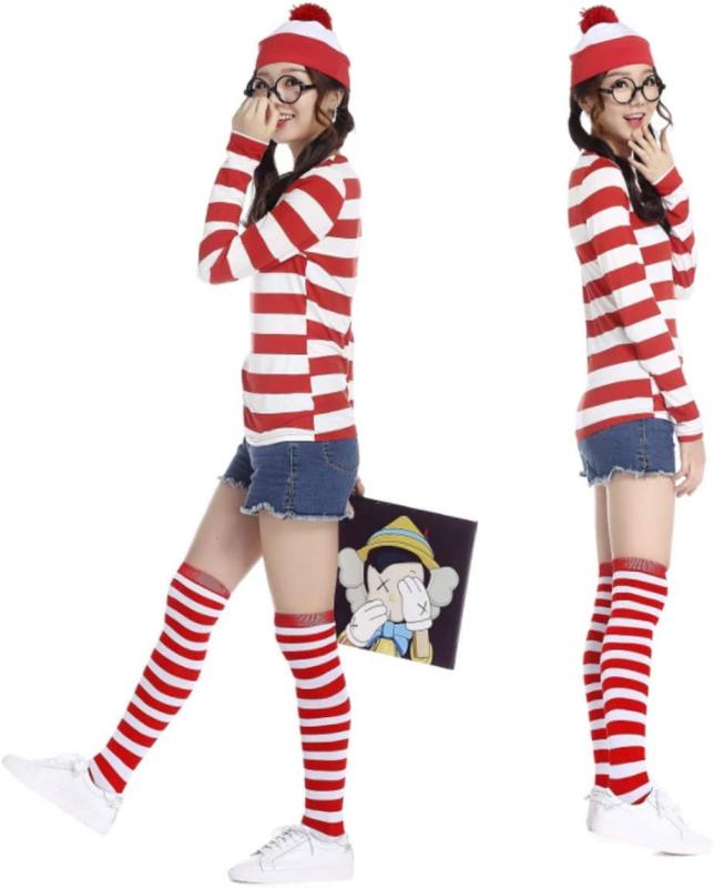 [LAMONKE] ハロウィン コスプレ ウォーリー 男女兼用 仮装 ウォーリーを探せ 大人用 子供用 コスプレ衣装 舞台演出服 コスチューム クリスマス 新年会 忘年会 コスプレイベント仮装 学園祭 文