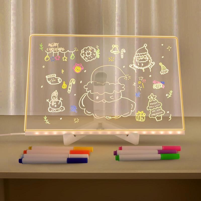 Huang Yem お絵かきボード DIYお絵描きボード お絵描き 子供おもちゃ イラスト 落書き お絵描きおもちゃ 暇つぶし 女の子 男の子 誕生日 プレゼント クリスマス6色LEDライトがある ：6つの鮮やかな色でアートワークやメッセー...
