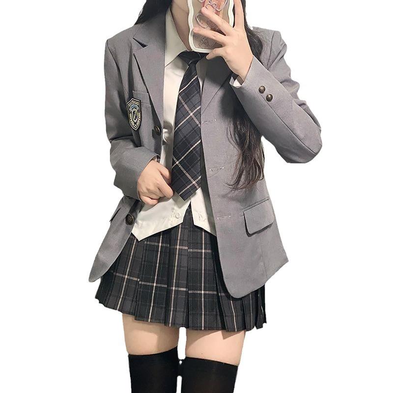 [LAVASEON] 可愛い コート スクールジャケット 女子 制服 スクールブレザー JK制服 学生服 長袖 フォーマル 春 秋 学院風【製品仕様】スクールブレザー 制服、ブラック、ネイビー、グレーの3色展開。サイズ：S-2XL。シンプル...
