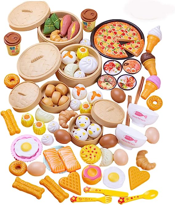 【おままごとセット、親子の感情を育つ】84点の おままごとセット、家族全員が親子の活動に参加して感情交流を促進し、家庭を暖める雰囲気を作りましょう。子供に料理の楽しみを体験させて、お母さんは子供が台所に入ることを心配せず、子供もお母さんも安...