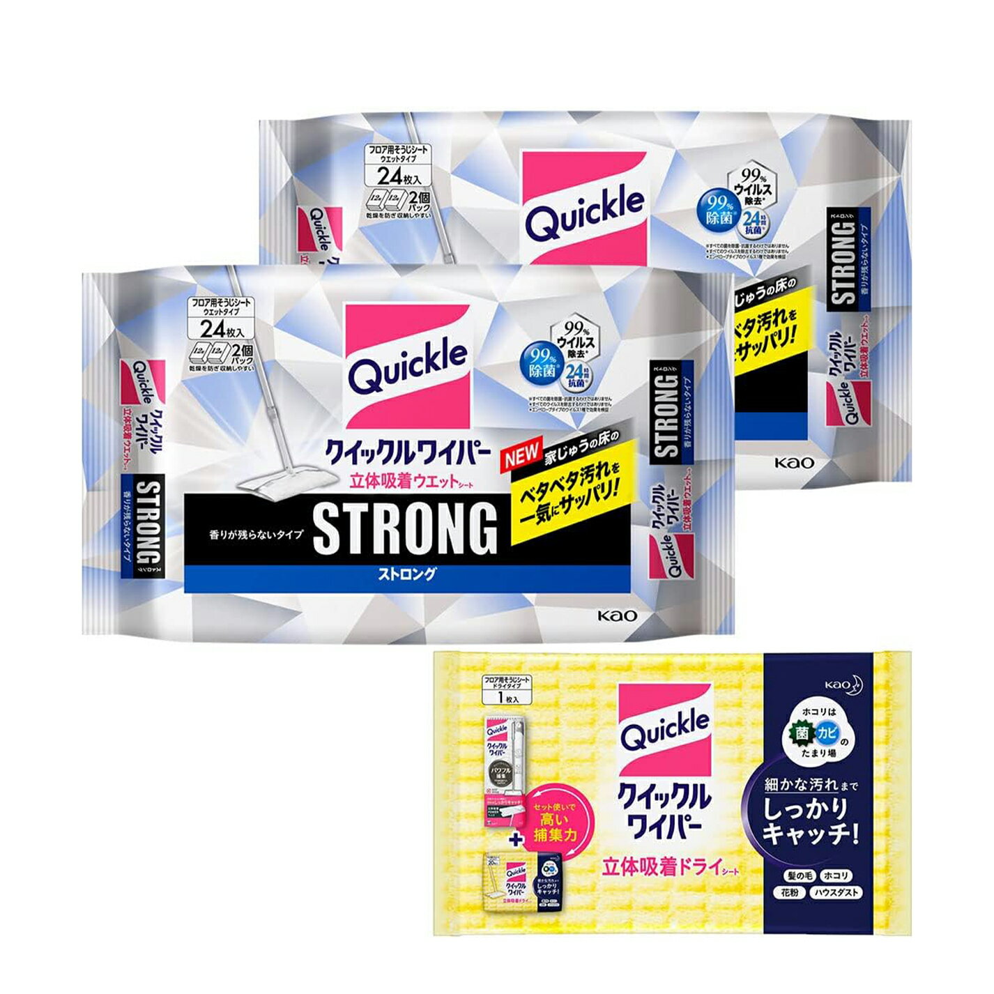 ブランド クイックル メーカー 花王 香り unscented 商品の形状 ワイプ 推奨使用場所 フロア 床のベタベタ汚れをゴシゴシせずに拭きとれる強力タイプの床用ウエットシート。 フロア用クイックル史上最強の拭きとり力 ※1でホコリ、髪の...