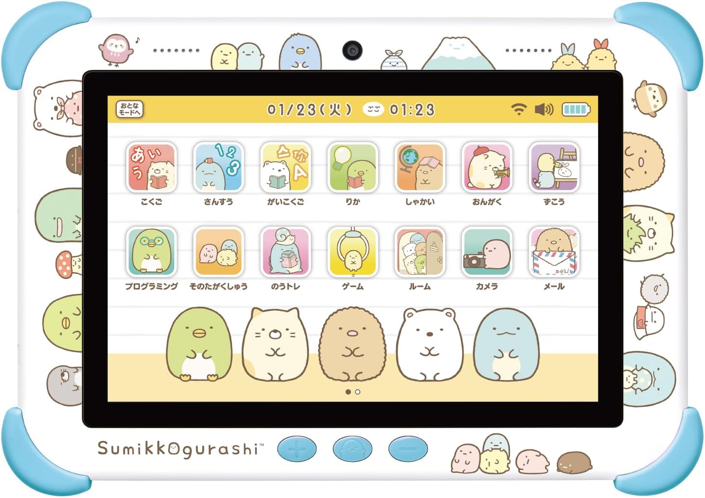 かわいいすみっコぐらしのデザインでAndroid12搭載、Wi-Fi通信が可能になったタブレットのブルーデザインです。（Android は Google LLC の商標または登録商標です） 8インチの大きなカラー液晶画面は静電容量方式で、付...