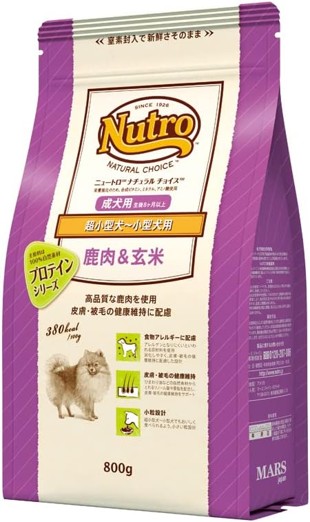 ブランド ニュートロ 風味 鹿肉＆玄米 対象年齢 アダルト 商品の形状 ドライフード 商品用途・使用方法 ドッグフード 商品の重量 800g この商品について ・体のサイズやライフステージ、ライフスタイル、ダイエットなどのお悩みなど、愛犬の...