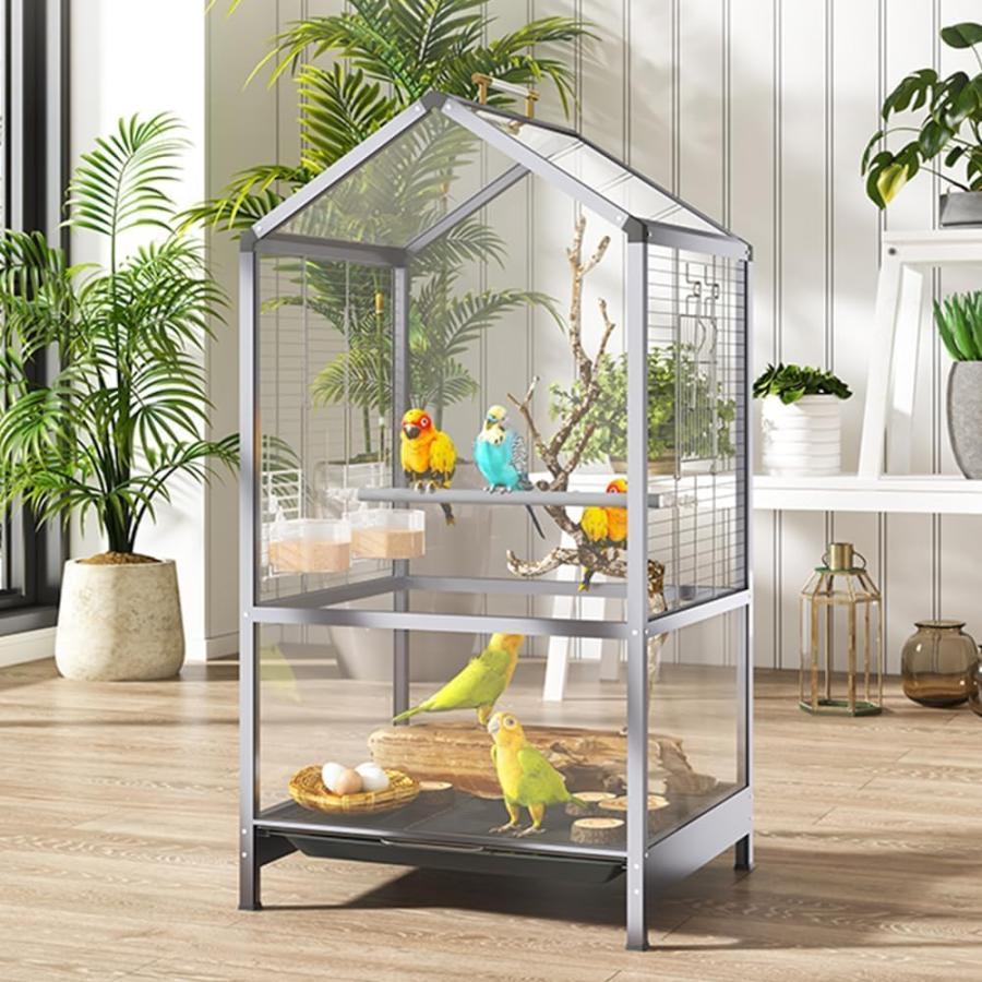 鳥かご 鳥ケージ 大型 豪華セット 高級透明アクリル 鳥籠 大きいケージ バードケージ オープン大空間 オウムケージ お掃除簡単 はしご 止まり木 ブランコ付き 文鳥かご 鳥ケージ 大型 豪華セット 高級透明アクリル 鳥籠 大きいケージ バ...