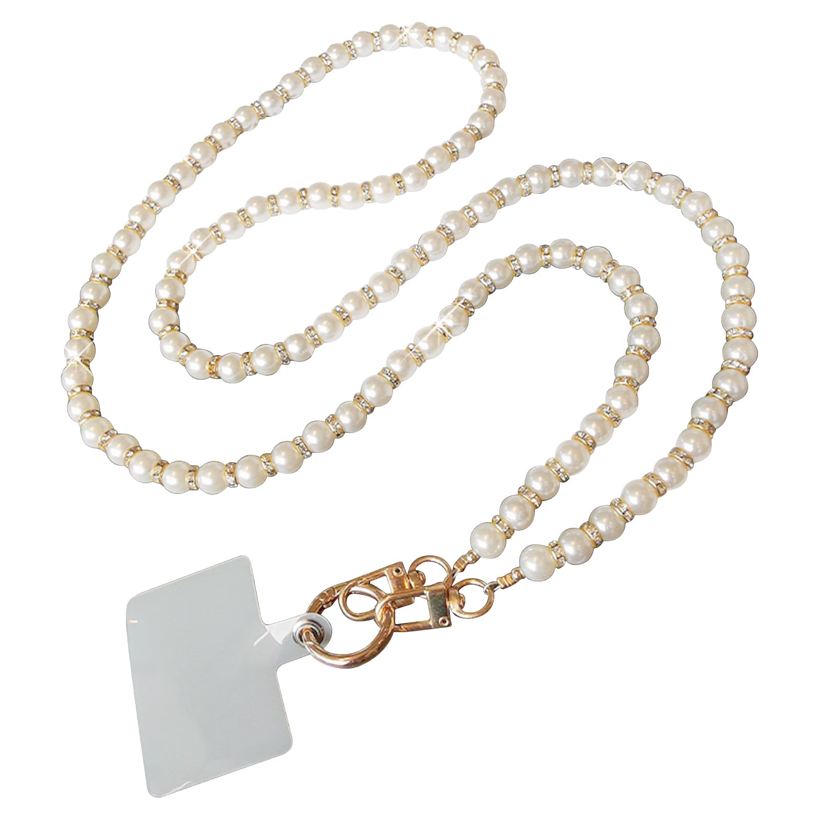 おしゃれなパールのスマホショルダーです。パール製のストラップは耐久性が高く、軽量で長時間使用しても疲れにくい; 毎日の通勤や旅行にも最適。アクセサリー級の美しさ： 上品なパールとラインストーンをあしらい、スマホストラップがそのままおしゃれな...