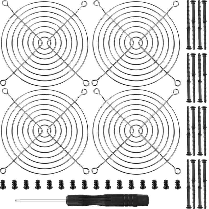 DAOKAI 120ミリメートルフィンガーグリルガード銀120ミリメートルx 120ミリメートル金属グリルファン、PC換気扇用ネジ付きファンカバーベース冷却ファンプロテクター(4個)遮るもののないエアフロー: 中空メッシュ設計により、冷却効...
