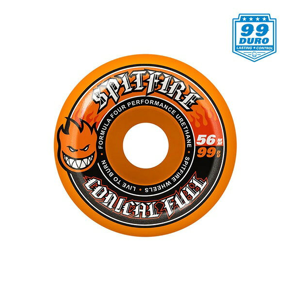 商品詳細 【SPITFIRE｜F4 CONICAL FULL 99DU ORANGE】 新開発されたFOURMULA FOURはより速く、よりスムース、よりグリップしやすく、パンクしにくいをコンセプトに作られたウィール。 プロライダーの長期...