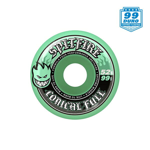 商品詳細 【SPITFIRE｜F4 CONICAL FULL 99DU TEAL】 新開発されたFOURMULA FOURはより速く、よりスムース、よりグリップしやすく、パンクしにくいをコンセプトに作られたウィール。 プロライダーの長期にわ...