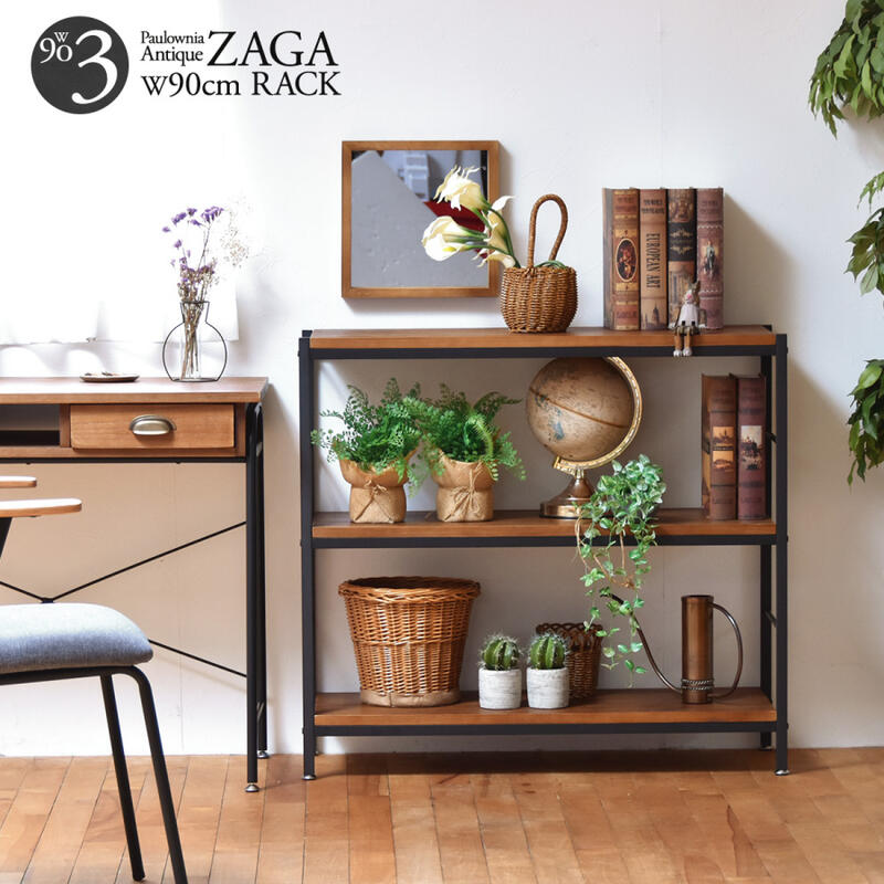 ■■■■■Sales Point&Spec■■■■■ ZAGAシリーズは、無垢の桐材に凹凸のある表面に仕上げる事で、アンティーク調に仕上がっております。またアンティーク調に加工された天然の桐材と、スチールパイプの組み合わせが、絶妙なバランス...