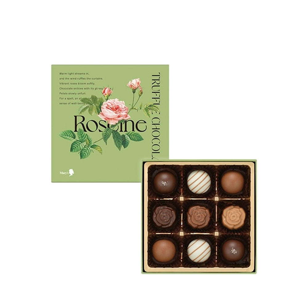 まろやかなナッツの風味を感じるジャンドゥヤや、コクみのある香ばしいキャラメルをトリュフチョコレートにしました。 3種類のくちどけなめらかなトリュフチョコレートと、カカオ感の異なる薔薇の形のプレーンチョコレートの詰め合わせです。