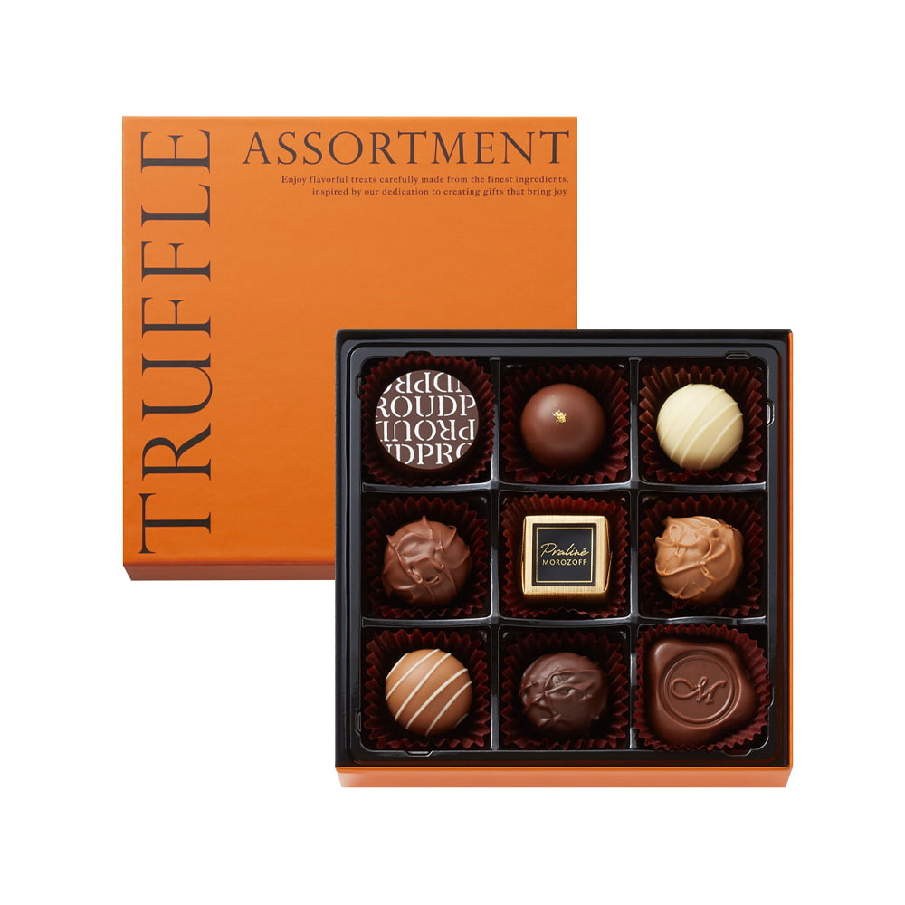 洋酒の芳醇な香りや、柚子の風味を閉じ込めた トリュフの詰合せ。 チョコレートと洋酒のマリアージュが楽しめる 大人のためのアソートです。