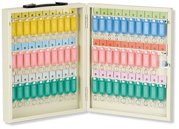 メーカー直送のため代引きでの決済は不可となります。銀行振り込み・コンビニ・クレジット・後払い決済でご購入下さい。 317-58A キーボックス・携帯用・60個用白紙プレートを切り離して名前等を記入できます。サイズ：400×350×55.5m...