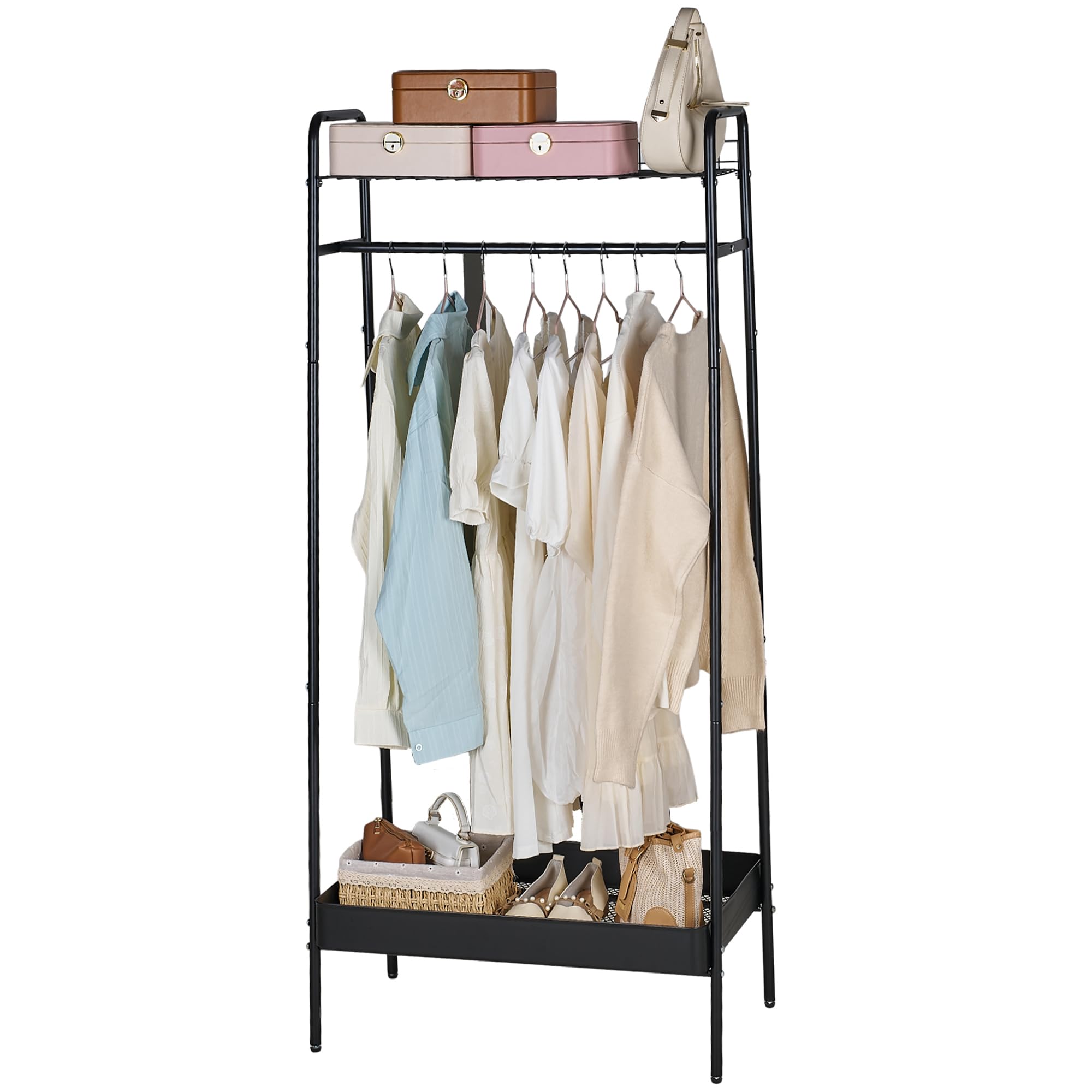 【商品仕様】製品サイズ：幅72×奥行45.5×高さ156cm；梱包サイズ：幅75×奥行52.5×高さ15cm；製品重量：5.3kg；梱包重量：6.6kg。【安定感抜群のタイプ】ハンガーラックは、しっかりとした安定感があり、倒れにくい設計です...