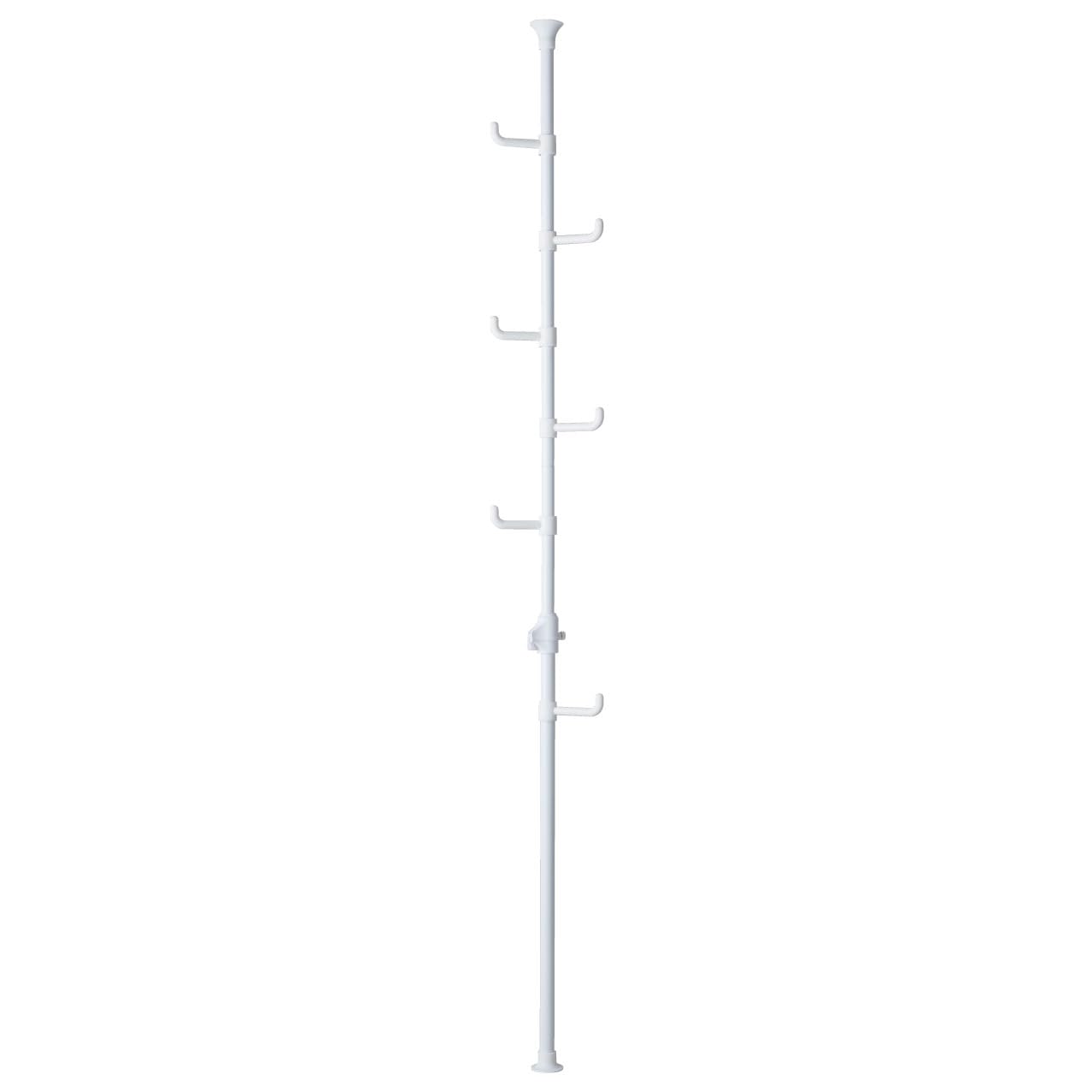 製品サイズ / 台座直径6.5×高さ190~255cm(フックの奥行13.7cm)耐荷重 / 全体：24kg(フック1個あたり4kg)(フック6本：上5本・下1本)材質 / ポール：スチール(エポキシ焼付塗装)(樹脂部：ABS樹脂)、安全ボ...