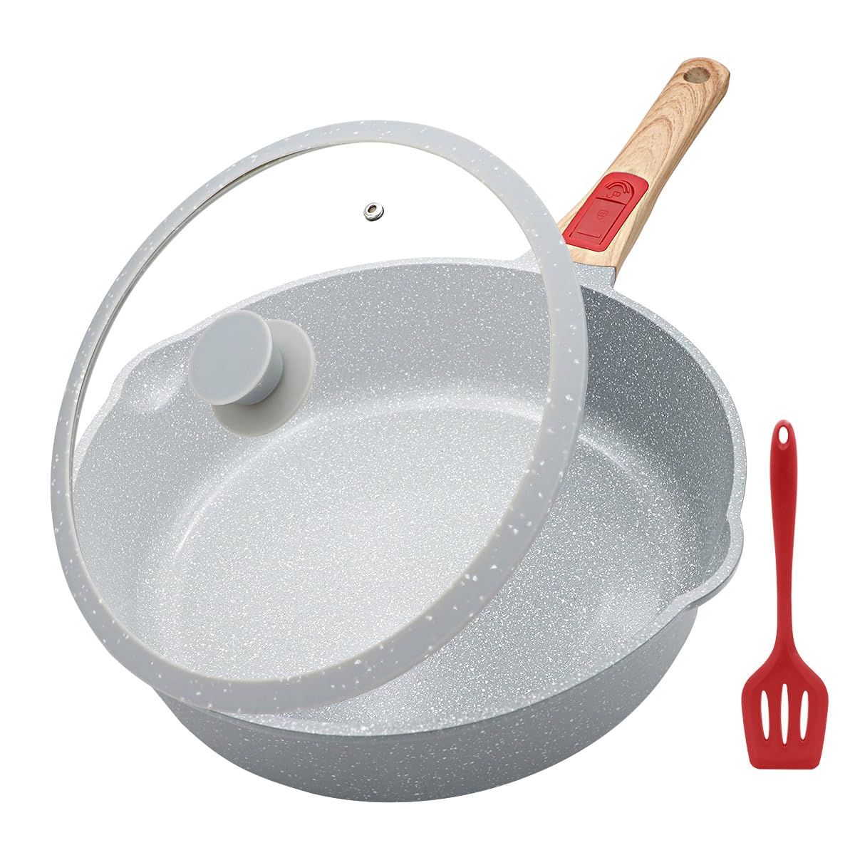 🌟 【フライパン 28cm】深型設計 × アルミ合金のパワーパン： 28cm の直径と深型構造で、家族 4 人分の料理も一気にこなせます。高熱伝導アルミ素材で加熱速度が通常製品の 2 倍、フライ・ソテー・煮物など幅広い調理に...